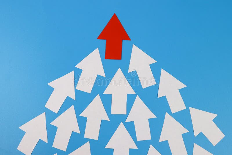 Leadership Concept. Red Leader Arrow Leading Team Forward Stock Photo ...