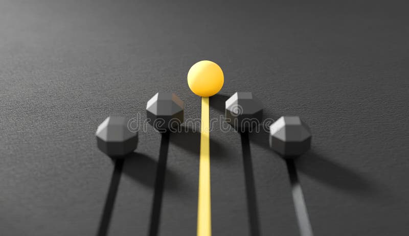 Leadership Concept, Yellow Leader Smooth Ball Leading Whites on Compass ...