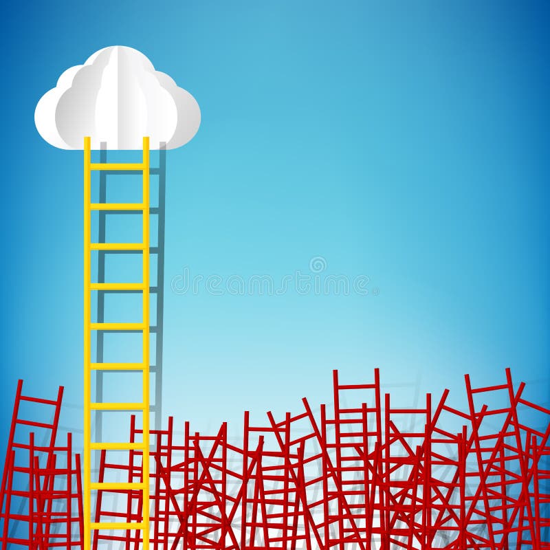 Leadership Concept with Yellow Winner Ladder among Red Ladders V Stock ...