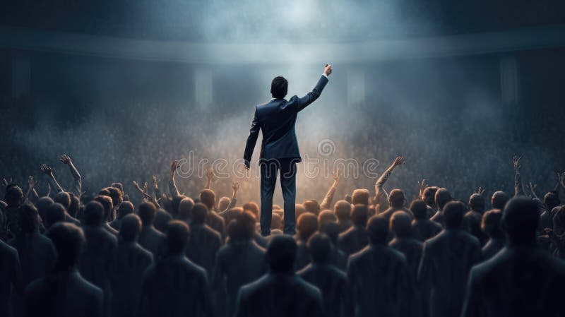 Leadership Conceptual Image, a True Born Leader Standing in Front of ...