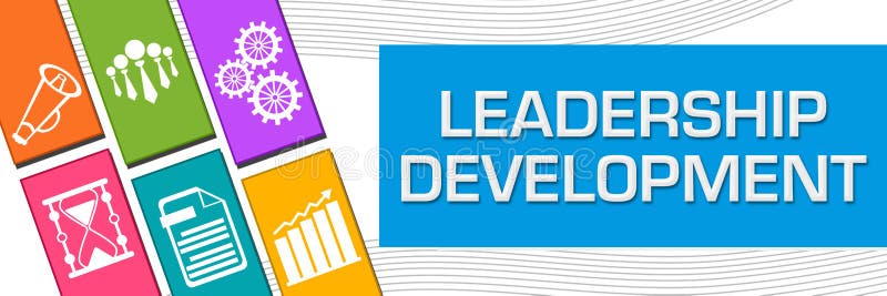 Leadership Development Blue Colorful Business Symbols Left Boxes Stock ...