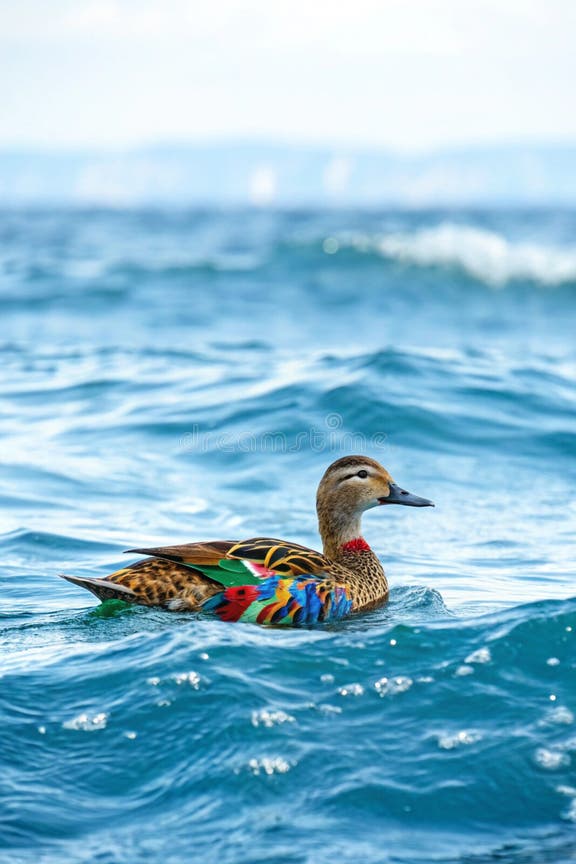 Leadership Duck Pattern Over Blue Sea Stock Illustration - Illustration ...