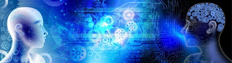 Leadership with Education, Cogs Artificial Intelligence. Technology Web Background. Eye Virtual ...