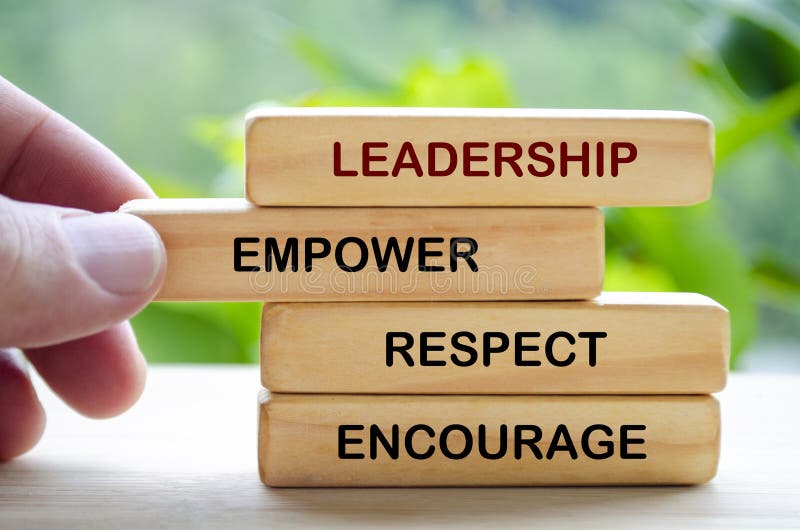 Leadership Empower Respect Encourage Text Wooden Blocks Concept Stock ...