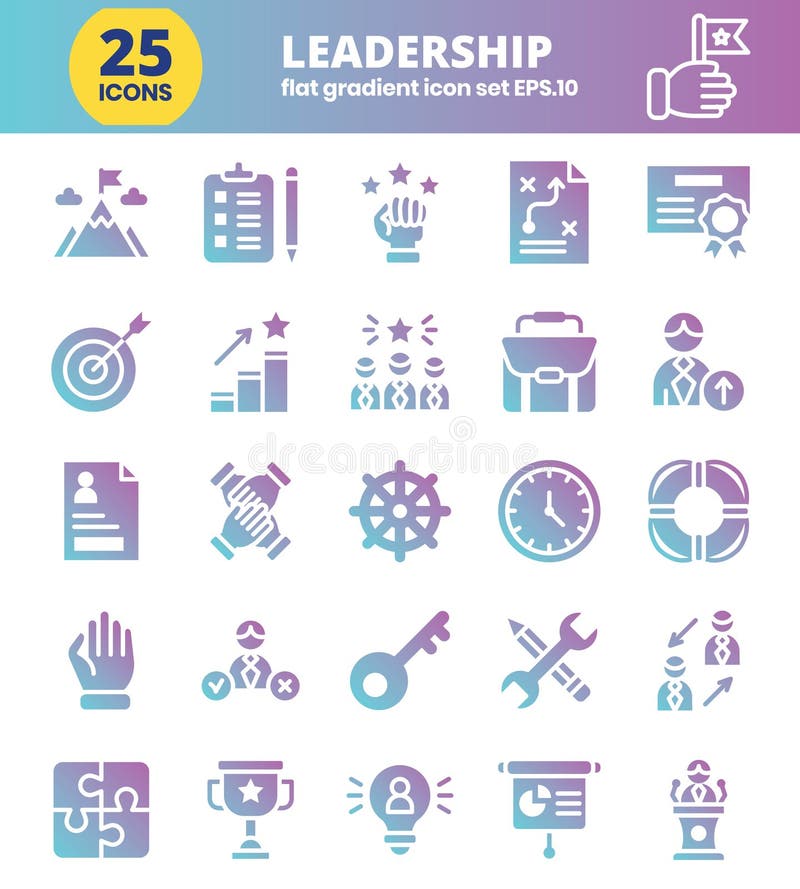 Leadership Flat Gradient Editable Icons Set. Vector Illustration Stock ...