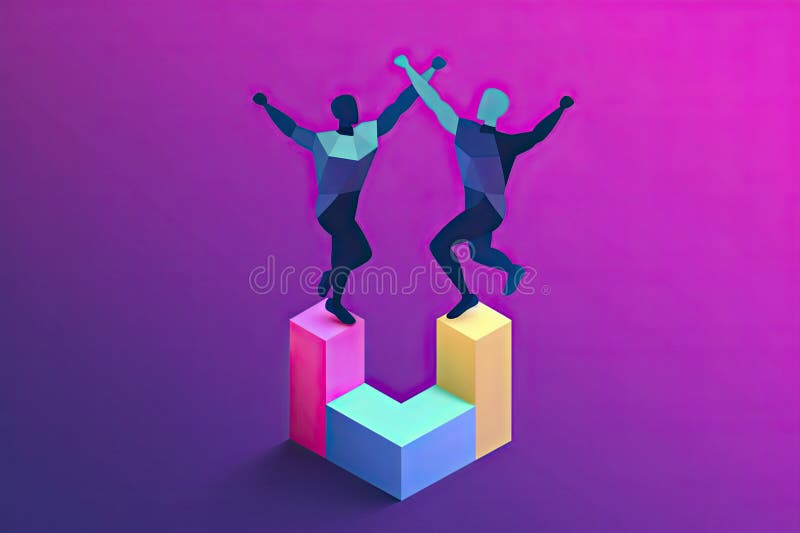 Leadership, Freedom or Development Concept. Ouple Jumping Back To Back ...