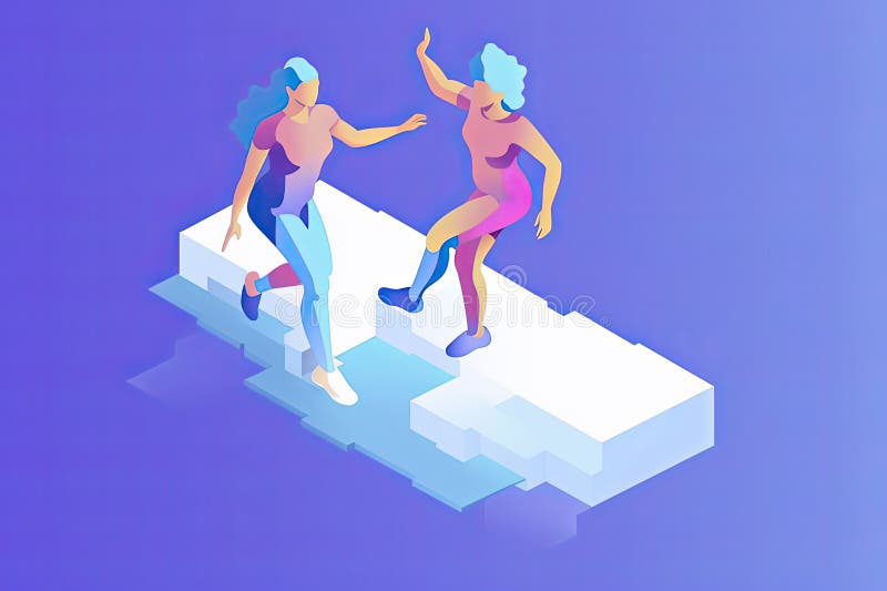 Leadership, Freedom or Development Concept. Ouple Jumping Back To Back ...