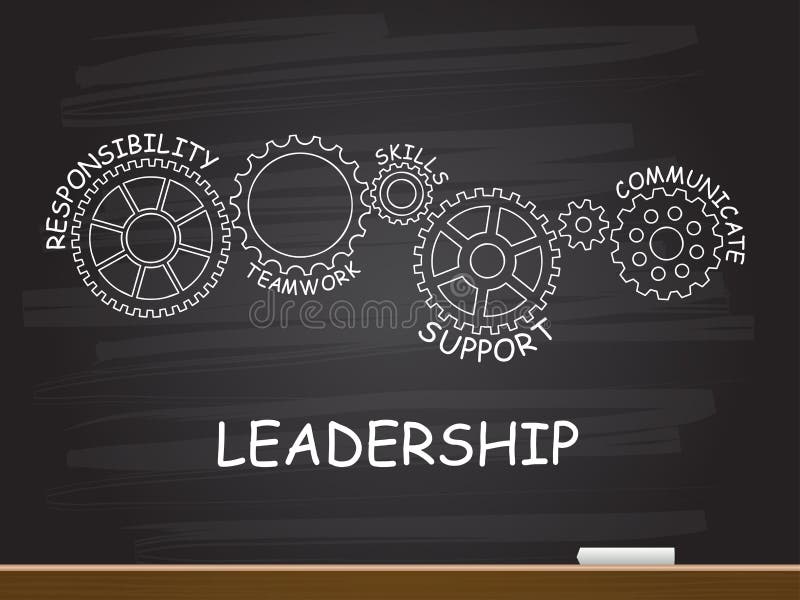 Leadership with Gear Concept on Chalkboard. Vector Illustration Stock ...