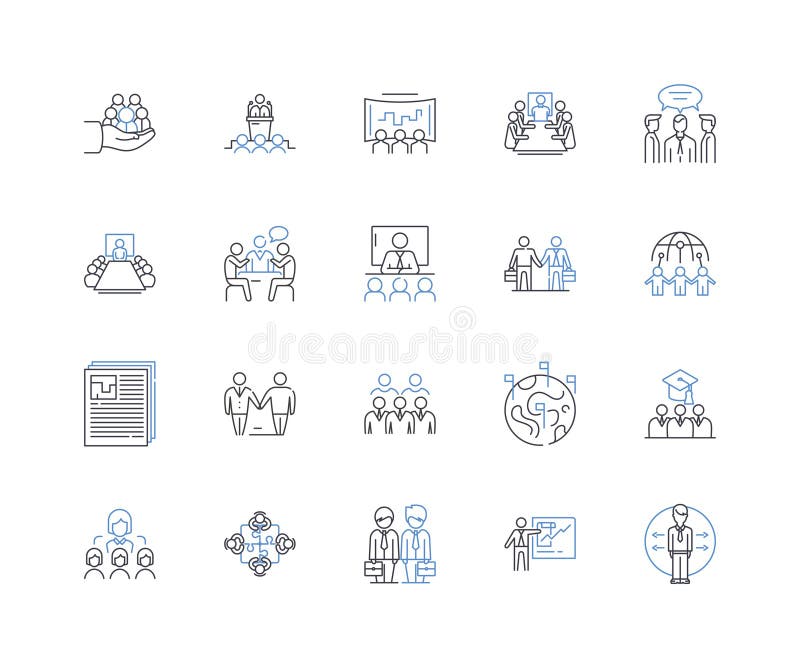 Leadership Huddle Line Icons Collection. Collaboration, Direction ...
