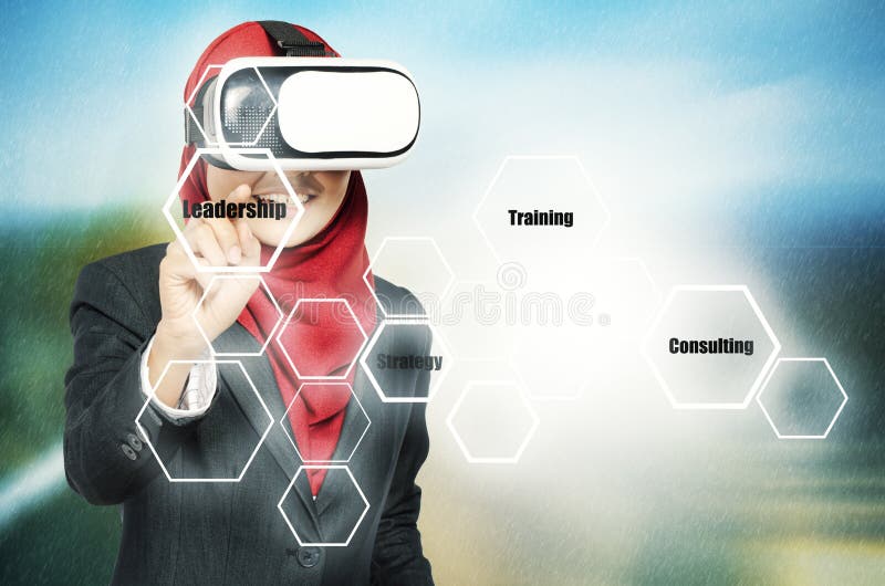 Leadership and Human Resource Development, Young Woman with Virtual ...