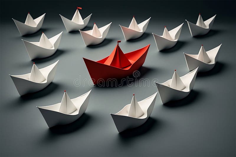Leadership, Influence Concept. Paper Boats Gathered Around Influential ... Leadership, Influence Concept. Paper Boats Gathered Around Influential ...