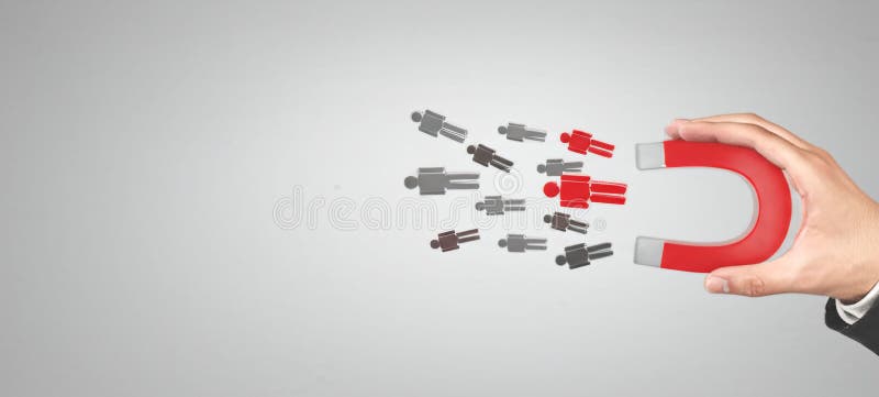 Leadership Magnet Drawing People Together Stock Illustration ...