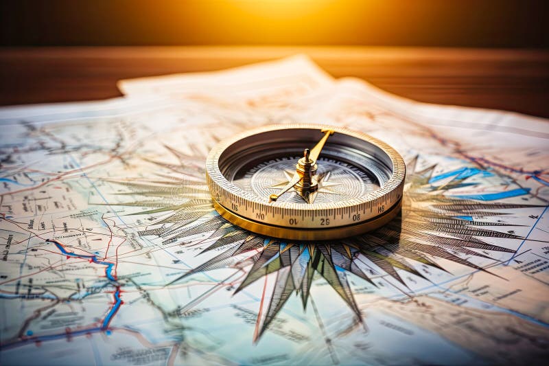 Leadership and Management, Abstract Compass and Guiding Light ...