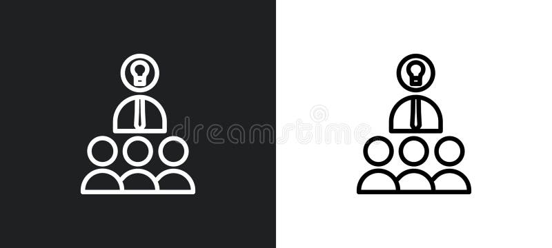 Leadership Outline Icon in White and Black Colors. Leadership Flat ...