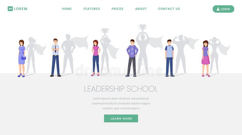 Leadership School Landing Page Vector Template. Training, Seminars for ...