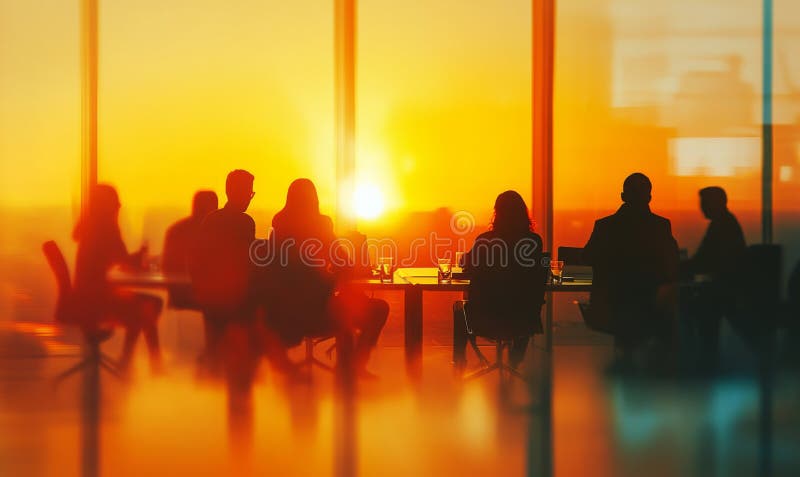 Leadership, Silhouette and Businesspeople in Blurred Conference Room ...