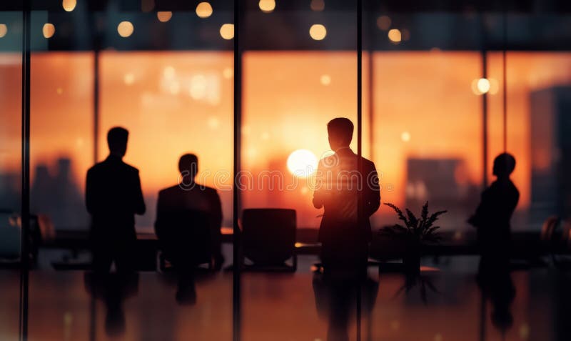 Leadership, Silhouette and Businesspeople in Blurred Conference Room ...