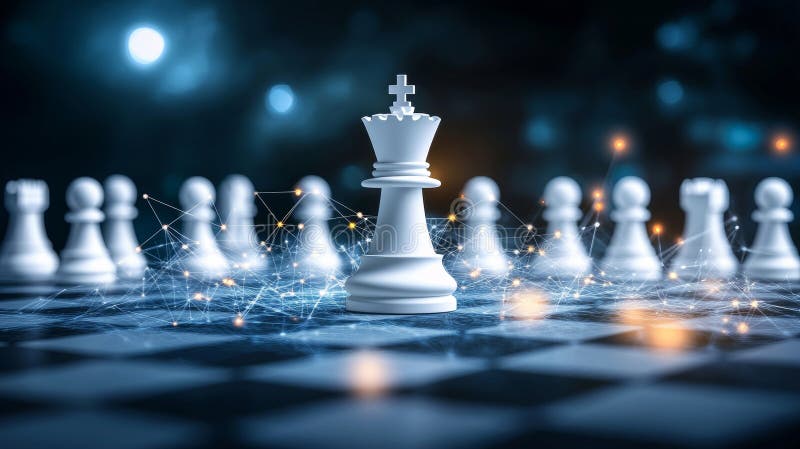 Leadership, Strategy, and Teamwork Concept. Chess King Piece Surrounded ...