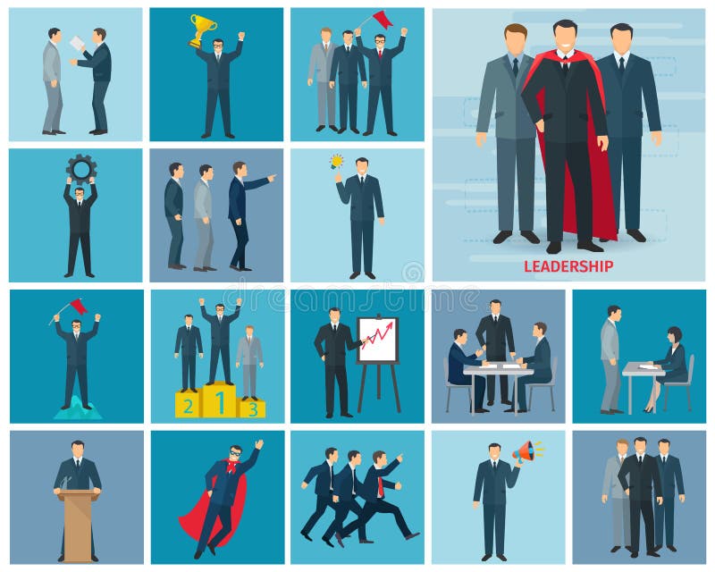 Leadership and Success Icons Set Stock Vector - Illustration of pencil ...