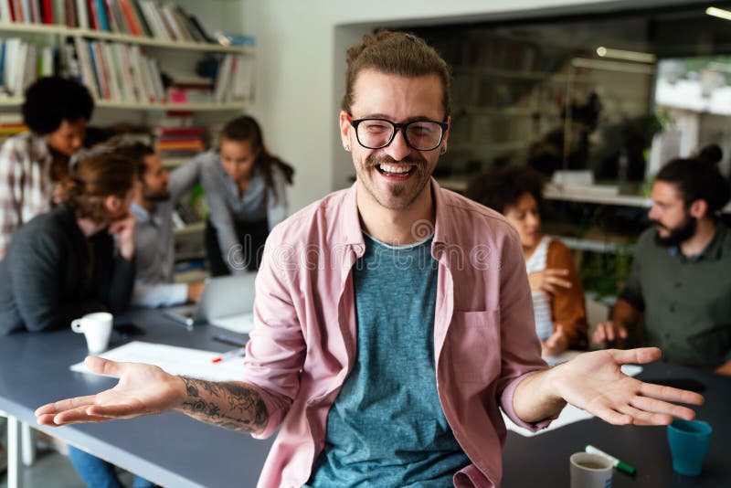 Leadership, Tablet and Hipster Startup Programmer CEO or Manager in the ...