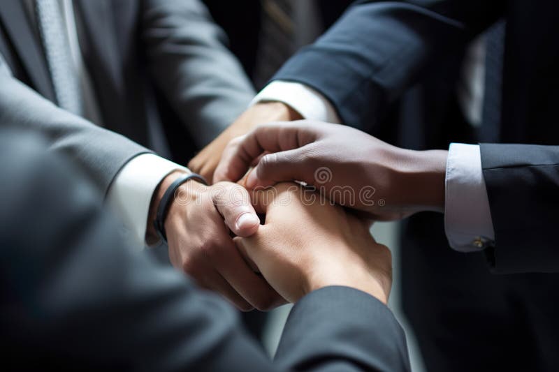 Leadership and Teamwork: Hands Shaking in a Close-Up View, Symbolizing ...