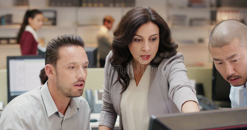 Leadership, Training and Group of Business People on Computer ...