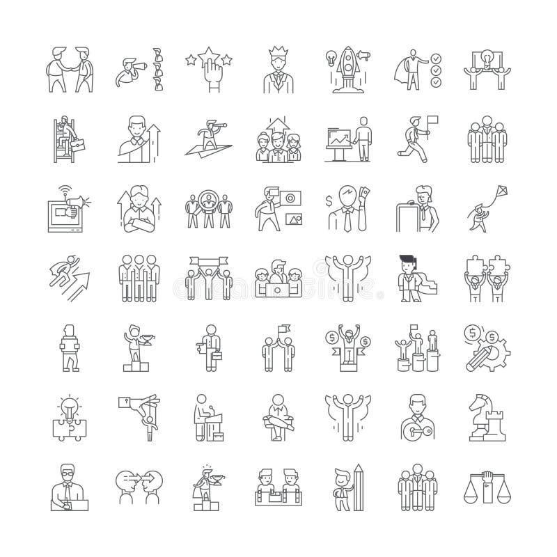 Leadership Training Linear Icons, Signs, Symbols Vector Line ...