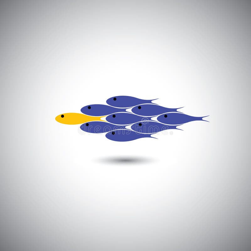 Leadership Vector Concept - Leader Fish & Team Stock Vector ...