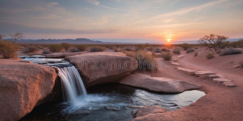 In Leading Dramatic Peaceful Rising Sun Water Hiking Waterfall Desert ...