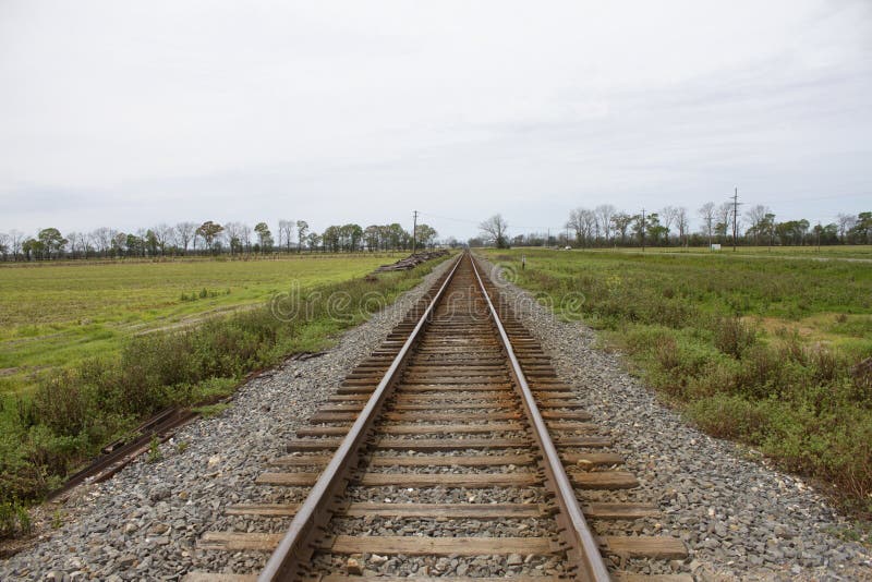Leading Line Railroad Tracks Image. Stock Image - Image of railroad ...
