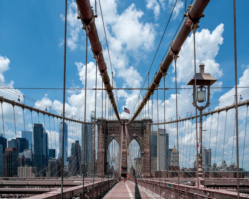 Leading Lines of the Brooklyn Bridge Stock Photo - Image of america ...