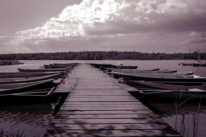 Jetty with Small Rowing Boats Stock Image - Image of fishing, italy ...