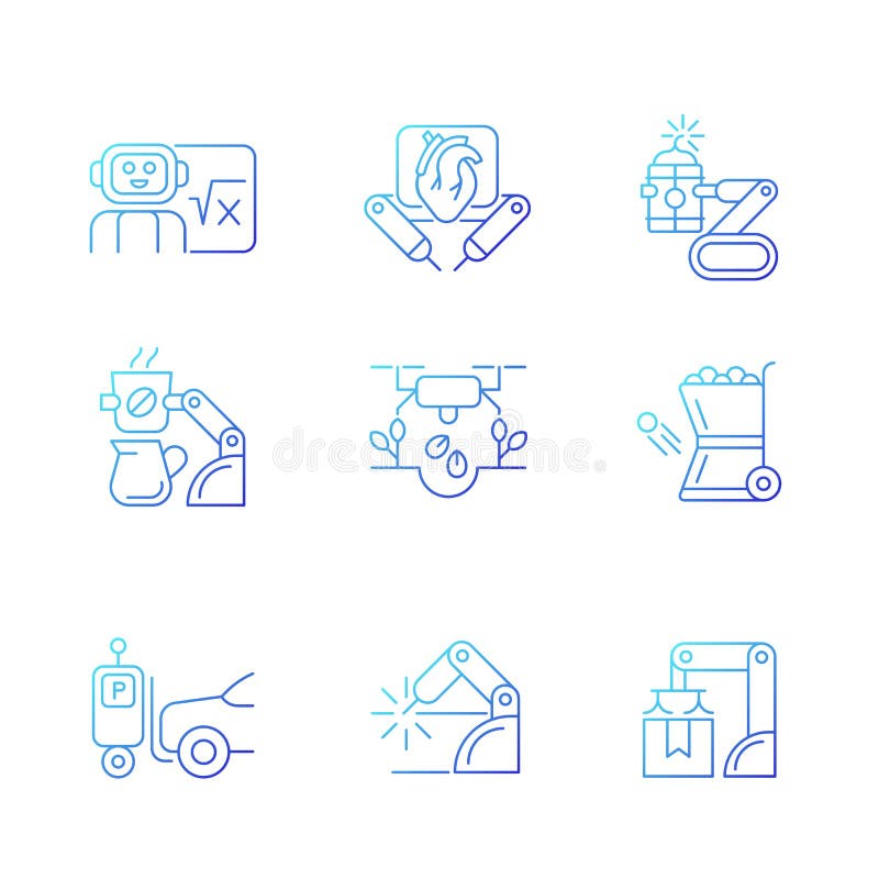 Leading Technologies Gradient Linear Vector Icons Set Stock Vector ...