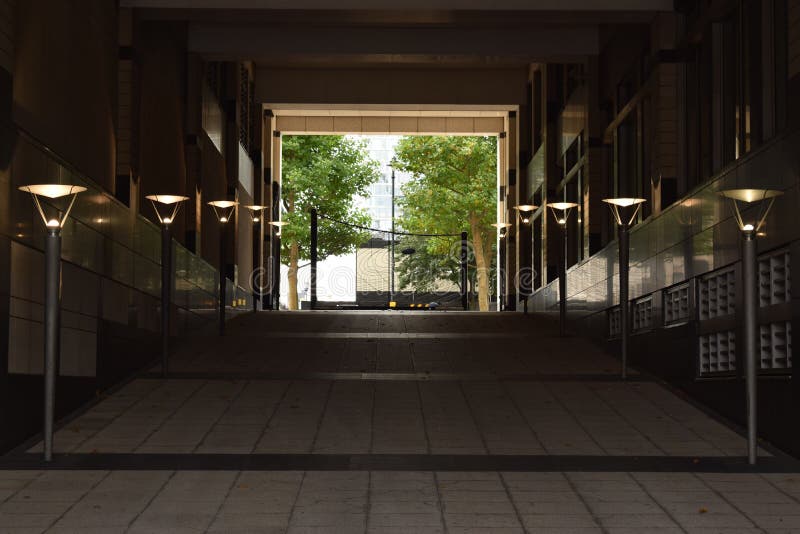 Long dimly lit hallway stock photo. Image of long, hallway - 82369942