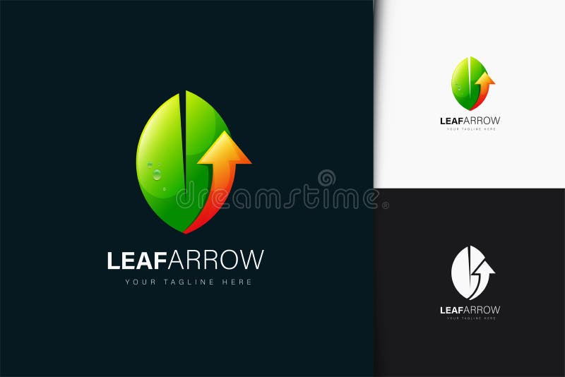 Leaf Arrow Logo Design with Gradient Stock Vector - Illustration of ...