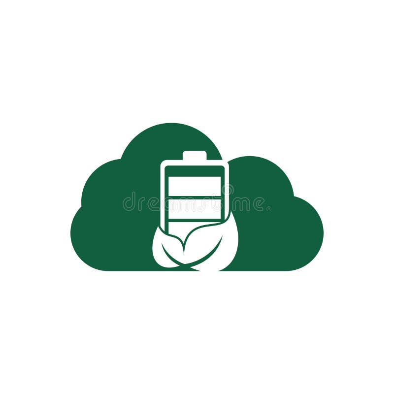 Leaf Battery Cloud Shape Concept Logo Design Vector Icon. Stock Vector ...