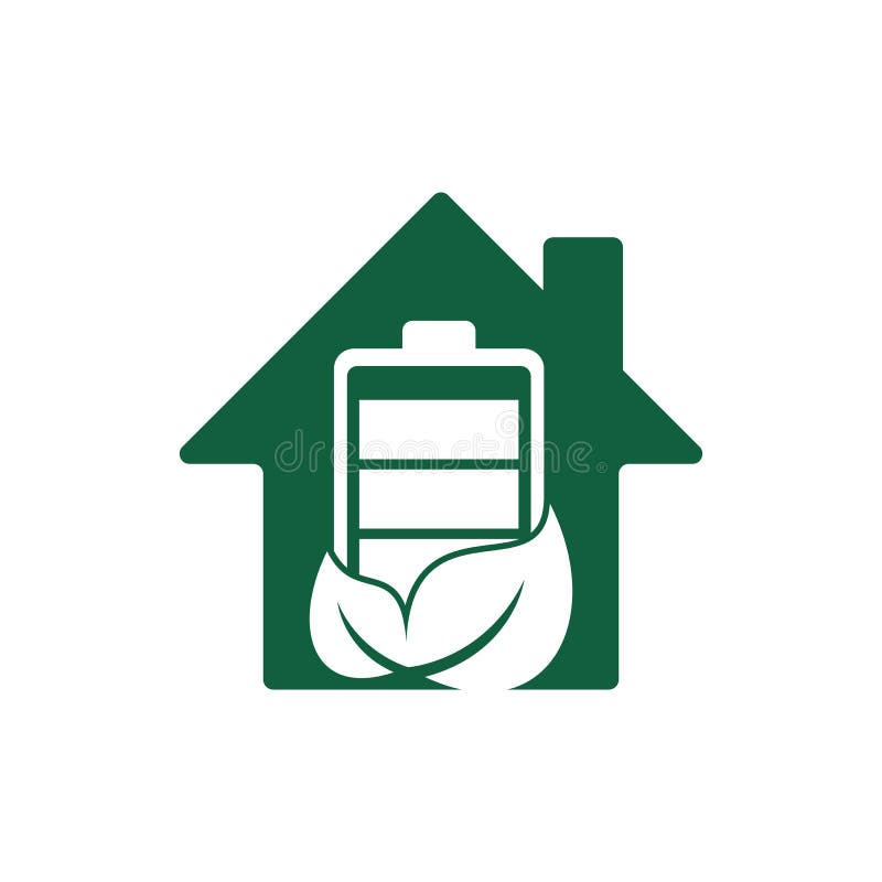 Leaf Battery Home Shape Concept Logo Design Vector Stock Vector ...
