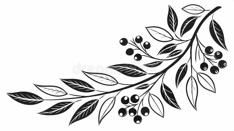 Leaf and Berry Corner Vine. Corner Leaf and Berry Vine, Nature Border ...