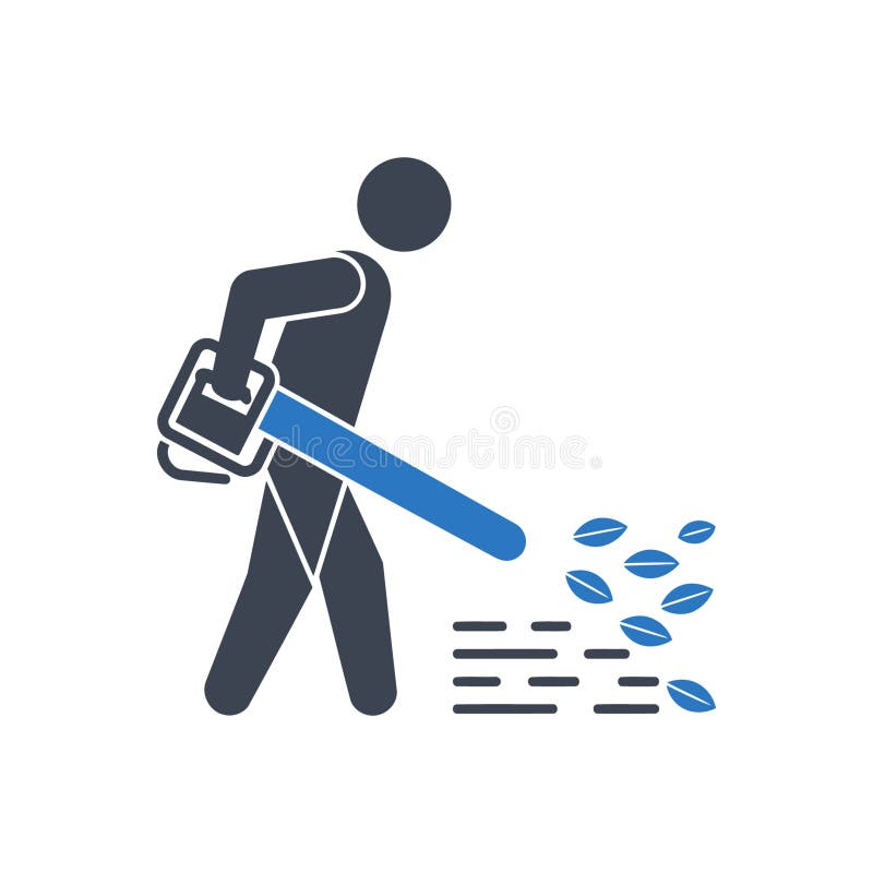 Leaf Blower Worker icon stock illustration. Illustration of gardening ...