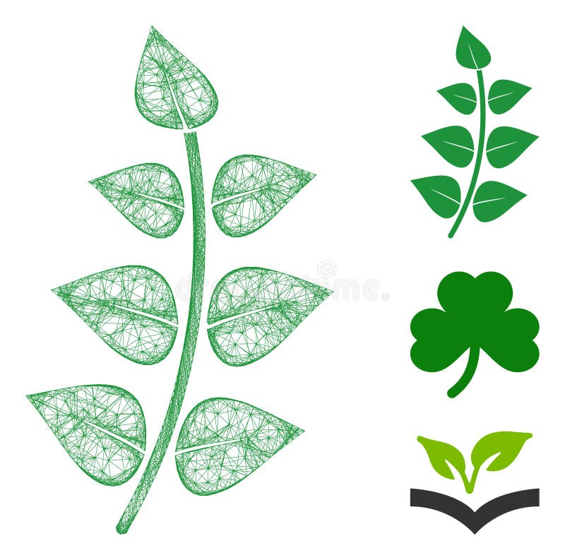 Leaf Branch Polygonal Web Vector Mesh Illustration Stock Vector ...