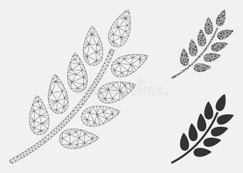 Leaf Branch Vector Mesh Network Model and Triangle Mosaic Icon Stock ...