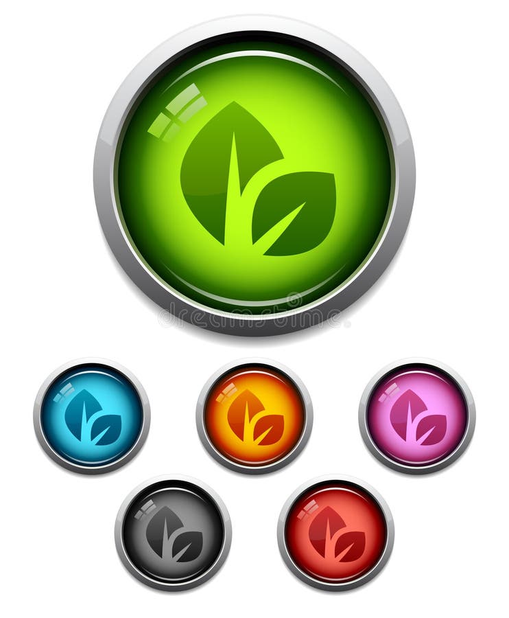 Leaf button icon stock vector. Illustration of circle - 6050317
