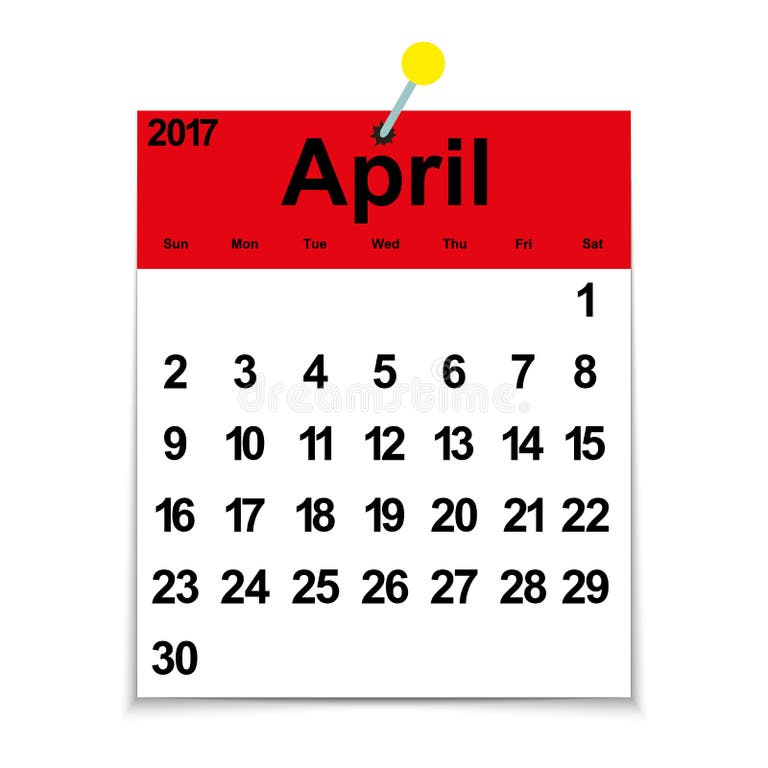 Leaf Calendar 2017 with the Month of April Stock Vector - Illustration ...