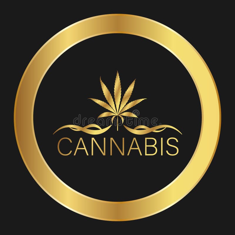 Leaf of cannabis gold icon stock vector. Illustration of business ...