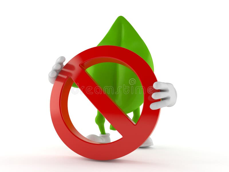 Leaf Character with Forbidden Symbol Stock Illustration - Illustration ...