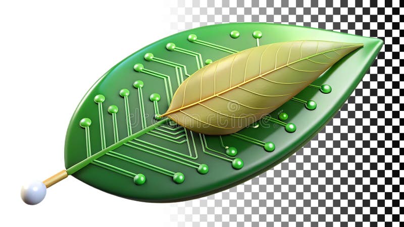 Leaf with Circuit Board Pattern, Tech Nature, Digital Botany Png ...