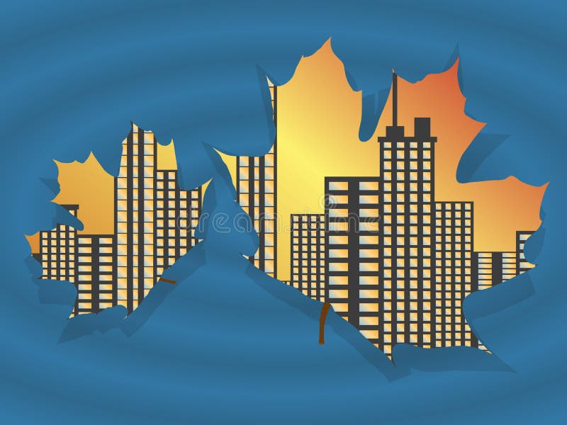 Leaf and city stock vector. Illustration of advertisement - 69159696