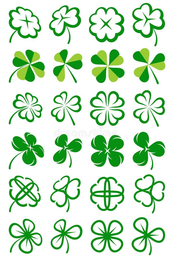 Leaf Clover Labels and Elements Set. Vector Stock Vector - Illustration ...