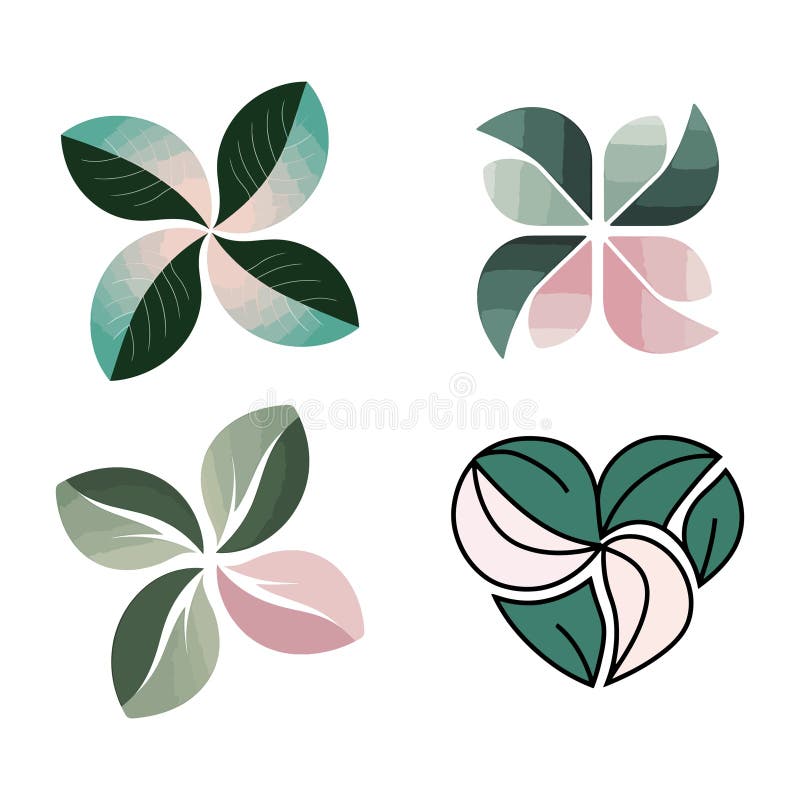 Leaf Colorful Art Design Bundle Illustration Stock Vector ...