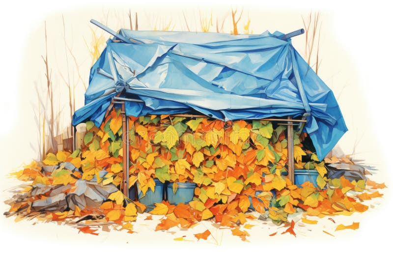 Leaf Compost Heap Neatly Covered with Tarp Stock Photo - Image of ...